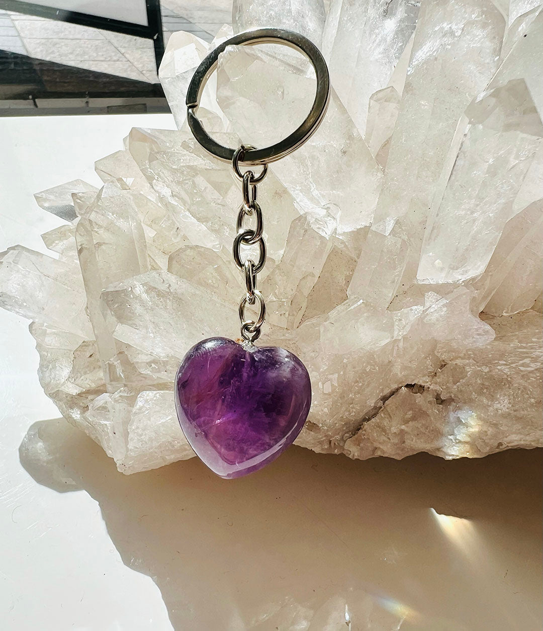 Amethyst Heart Keychain